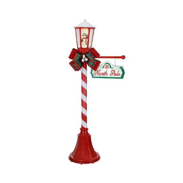 "North Pole" Snowfall Lamp Post, LED Lights, Music & Animated Blowing ...