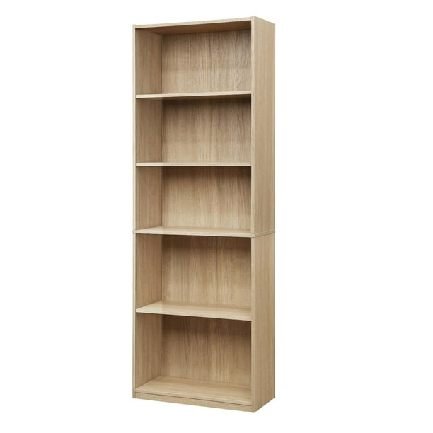 Mainstays 5-Shelf Bookcase with Adjustable Shelves, Multiple Colors ...