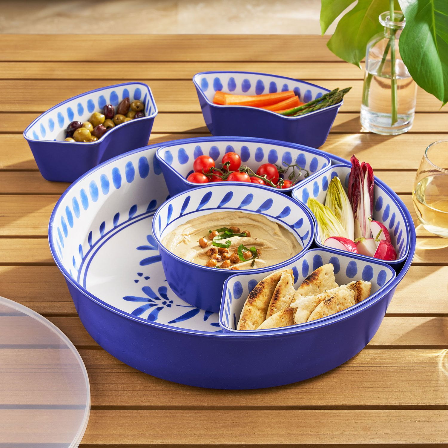 Member's Mark 6-Section Bamboo Melamine Serving Platter with Lazy Susan ...