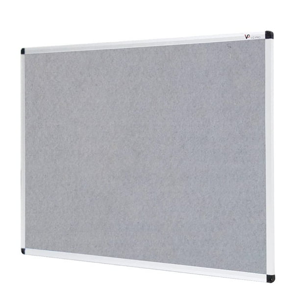 VIZ-PRO Notice Board Felt Gray, 48 X 36 Inches, Silver Aluminium Frame ...
