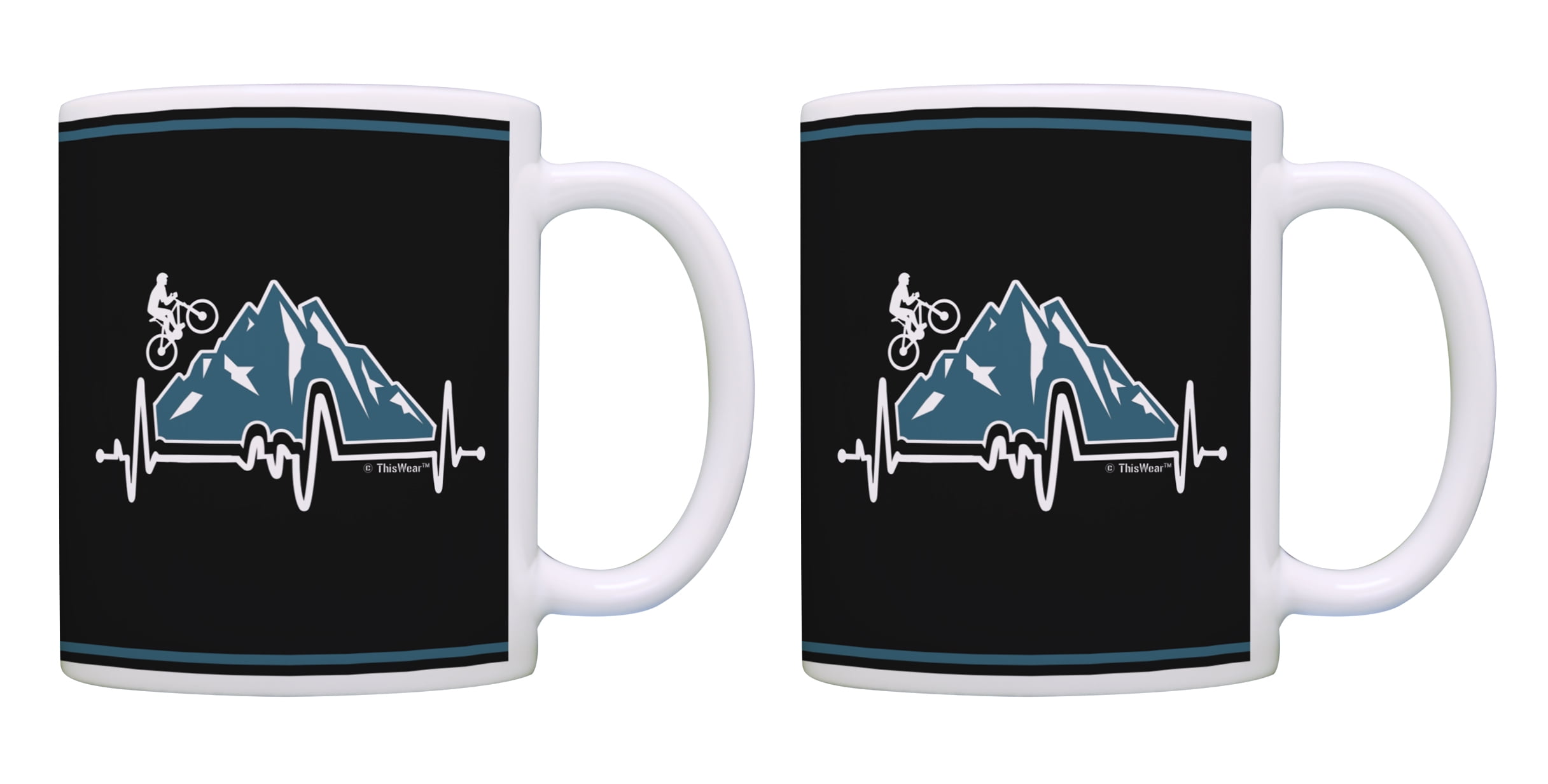ThisWear Bicycle Coffee Mug Set MTB Heartbeat Coffee Mug Bike Themed ...