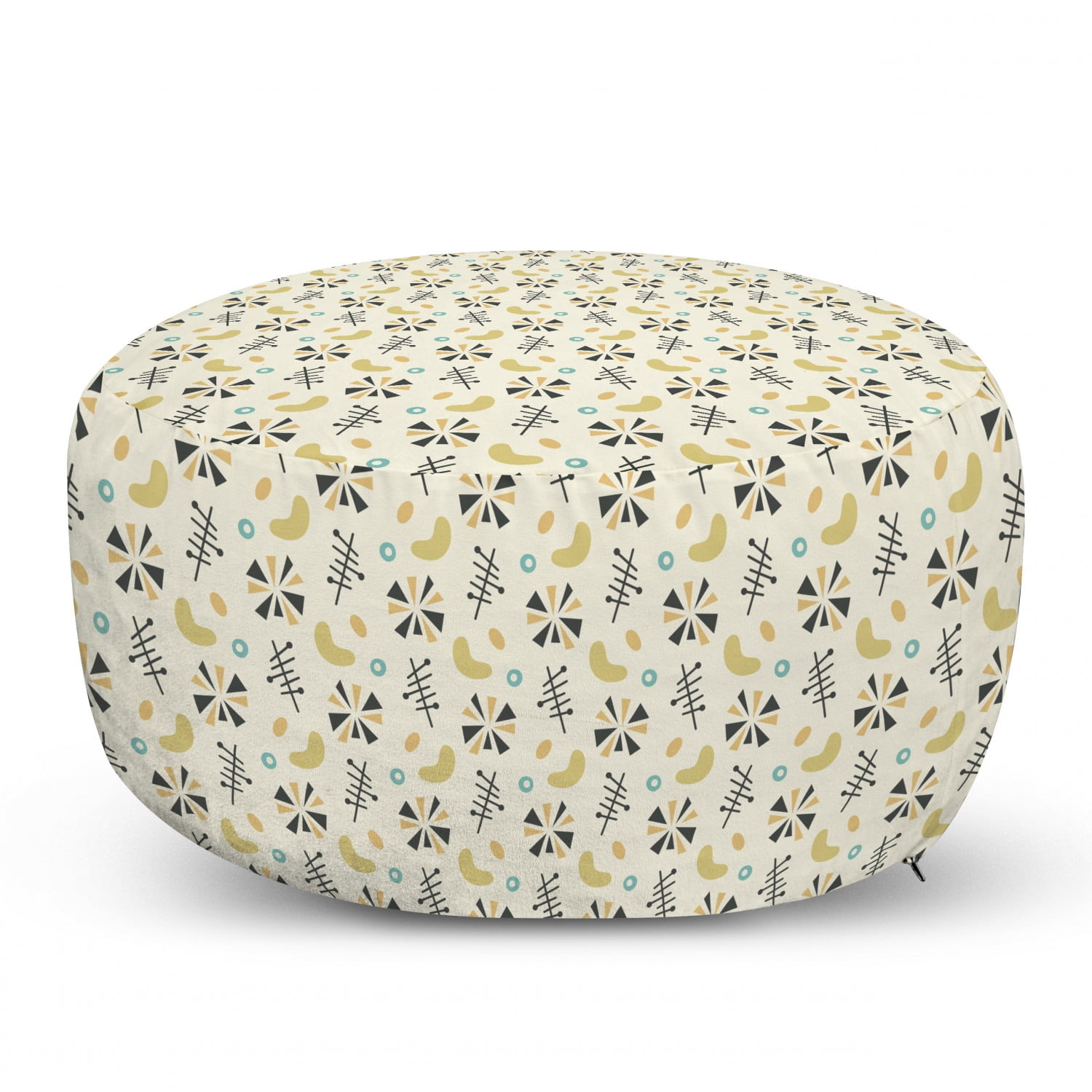 Mid Century Pouf Cover with Zipper, Repetitive Pattern Modern Style ...