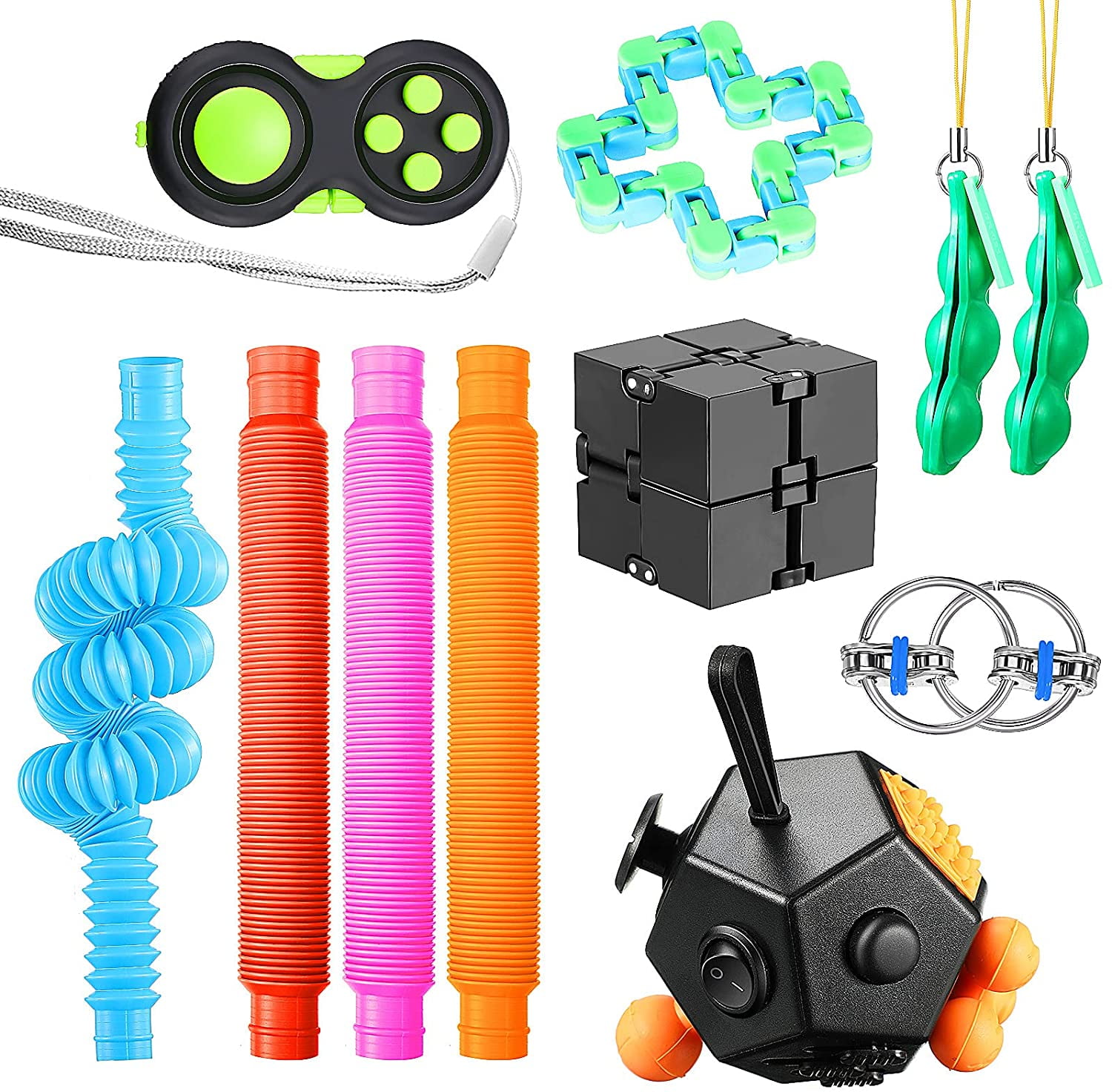 11 Piece Handheld Mini Fidget Toy Set Anxiety Relieve Handheld Toy ...