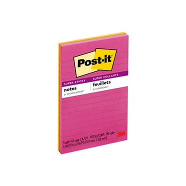 Post-it Super Sticky Lined Notes, Canary Yellow, 4 in. x 6 in., 45 ...