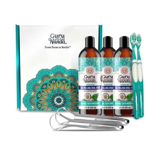 GuruNanda Coconut Oil Pulling, Fresh Breath & Whitening Mouthwash, 7 ...