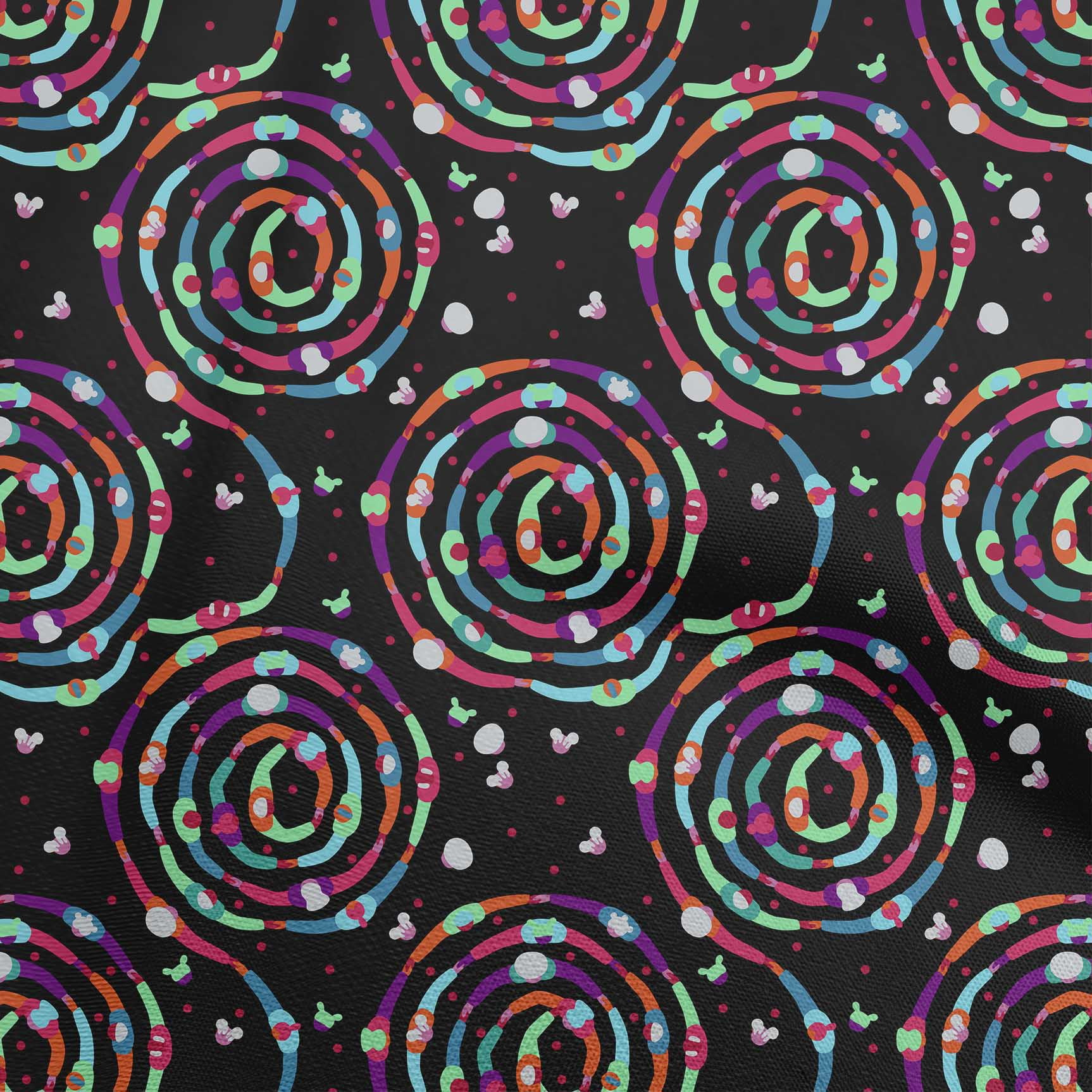 oneOone Cotton Silk Purple Fabric Abstract Circle Fabric For Sewing ...