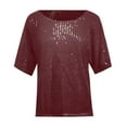 YMNXA Women'S Sequin Tops Short Sleeve Round Neck Solid Color Sparkly ...