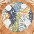 Blue Floral and Petal Pattern Round Fitted Tablecloth with Elastic Edge ...