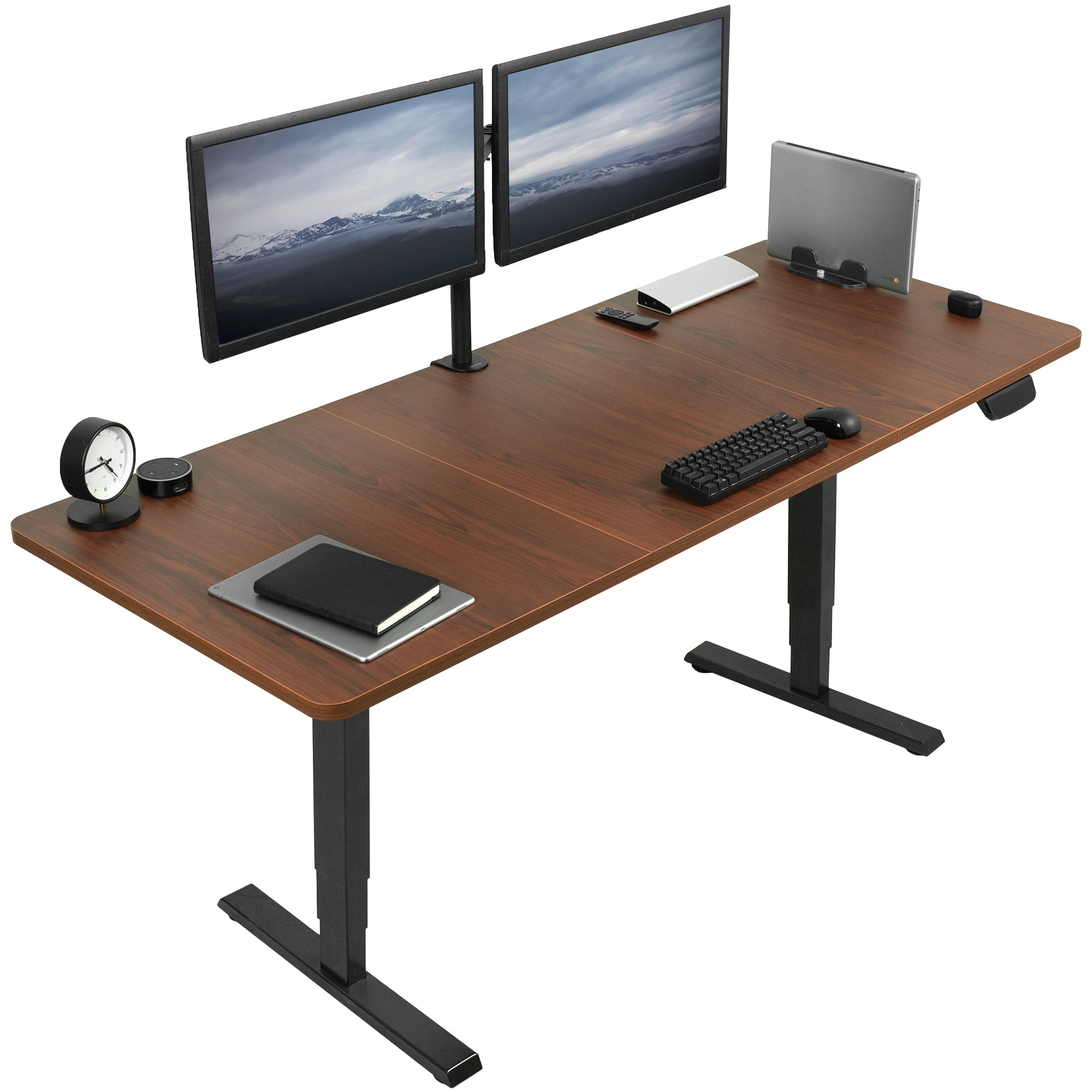 VIVO Electric 71” x 30” Stand Up Desk, Dark Walnut Table Top, Black ...