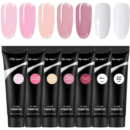 Poly Nail Extension Gel Kit, 7 Color Extension UV Glue Set Enhancement ...