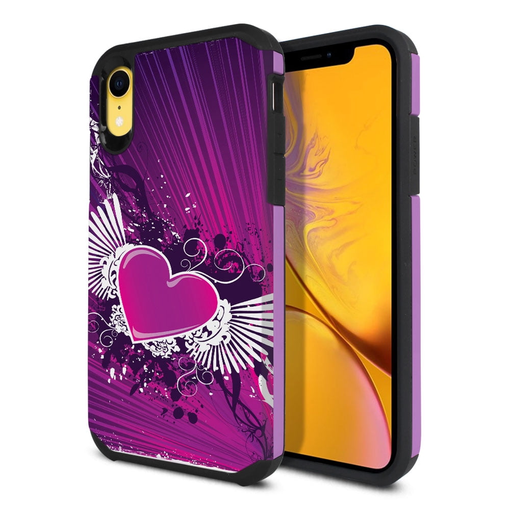 FINCIBO Purple Hybrid Case Hard Plastic TPU Slim Back Cover for Apple ...