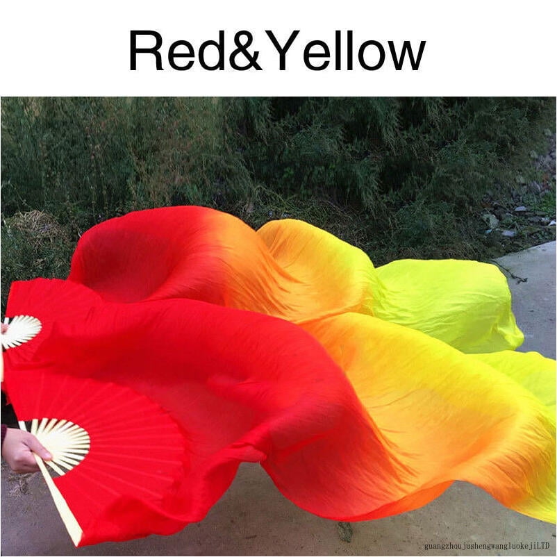 1X Dance Fire Flag Fan Bamboo Silk Fans Veils Praise Worship Crafts ...