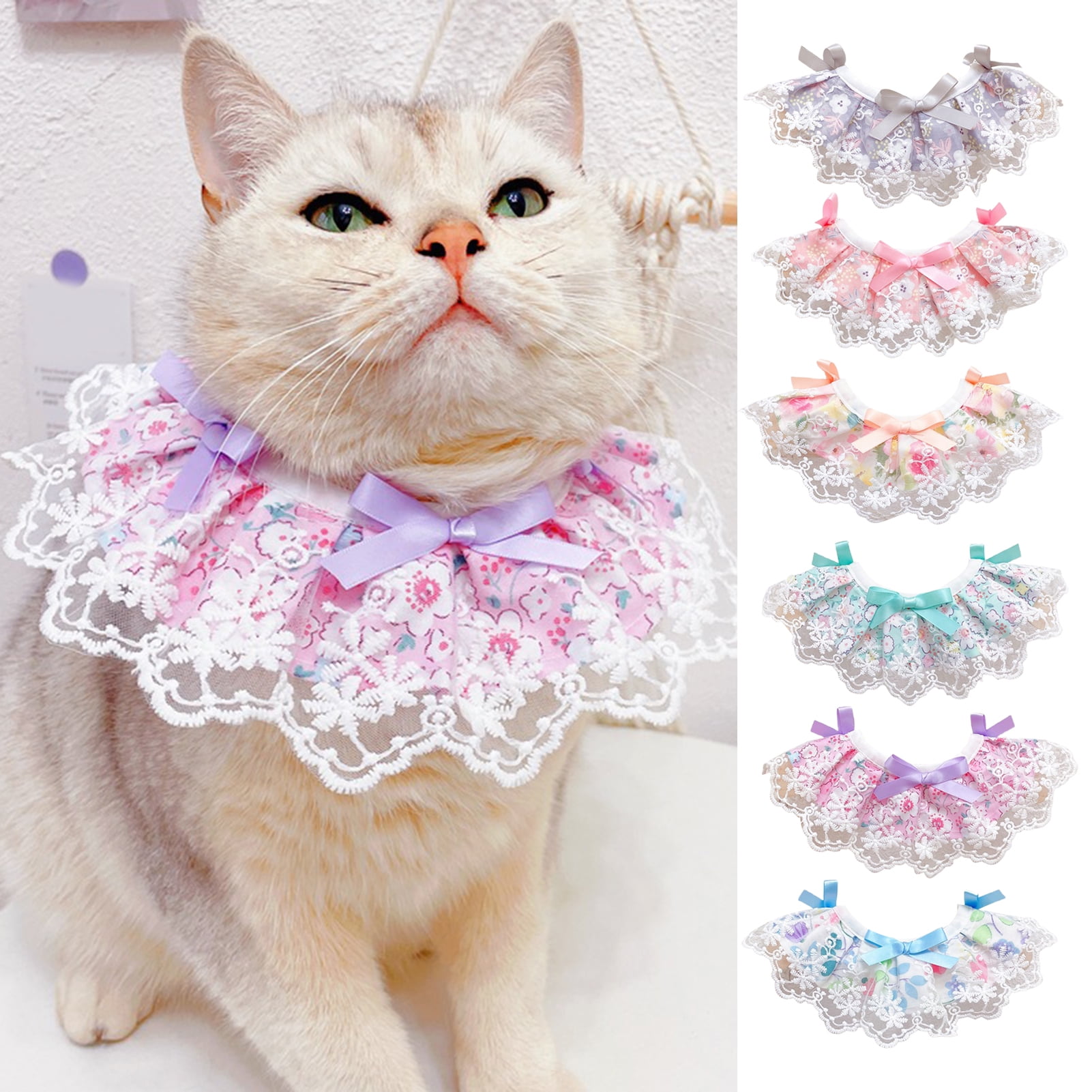 UDIYO Cat Bib Soft Comfortable Exquisite Eye-catching Bowknot Floral ...