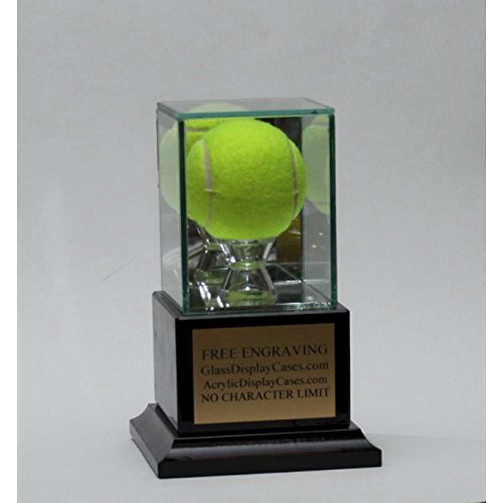 Tennis Ball Personalized Glass Display Case with Genuine Solid Black ...