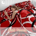 Abstract Wave Line Duvet Cover Set King Size, Black White Red Geometric ...