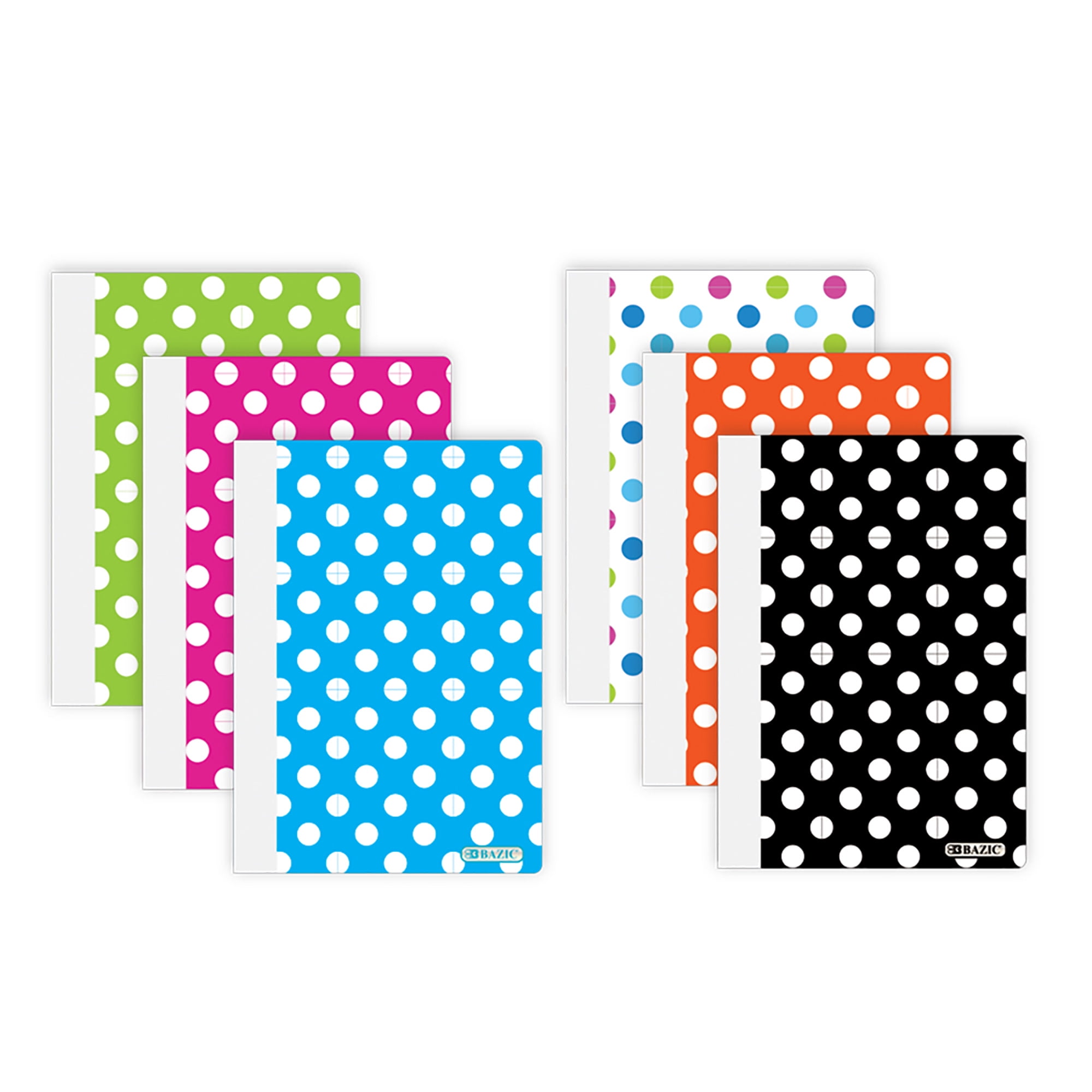 BAZIC Polka Dot Poly Cover Composition Book 5"x7" 80 Sheets, Assorted ...