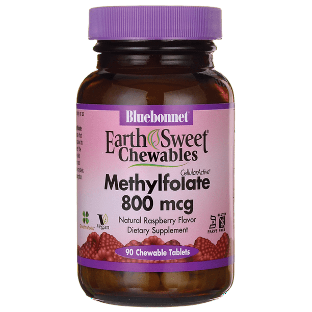 Bluebonnet Earth Sweet Chewables Cellular Active Methylfolate 800 Mcg ...
