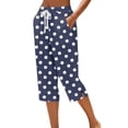 Riecok Loose Capris for Women with Pocket Button Decorated Straight Leg ...