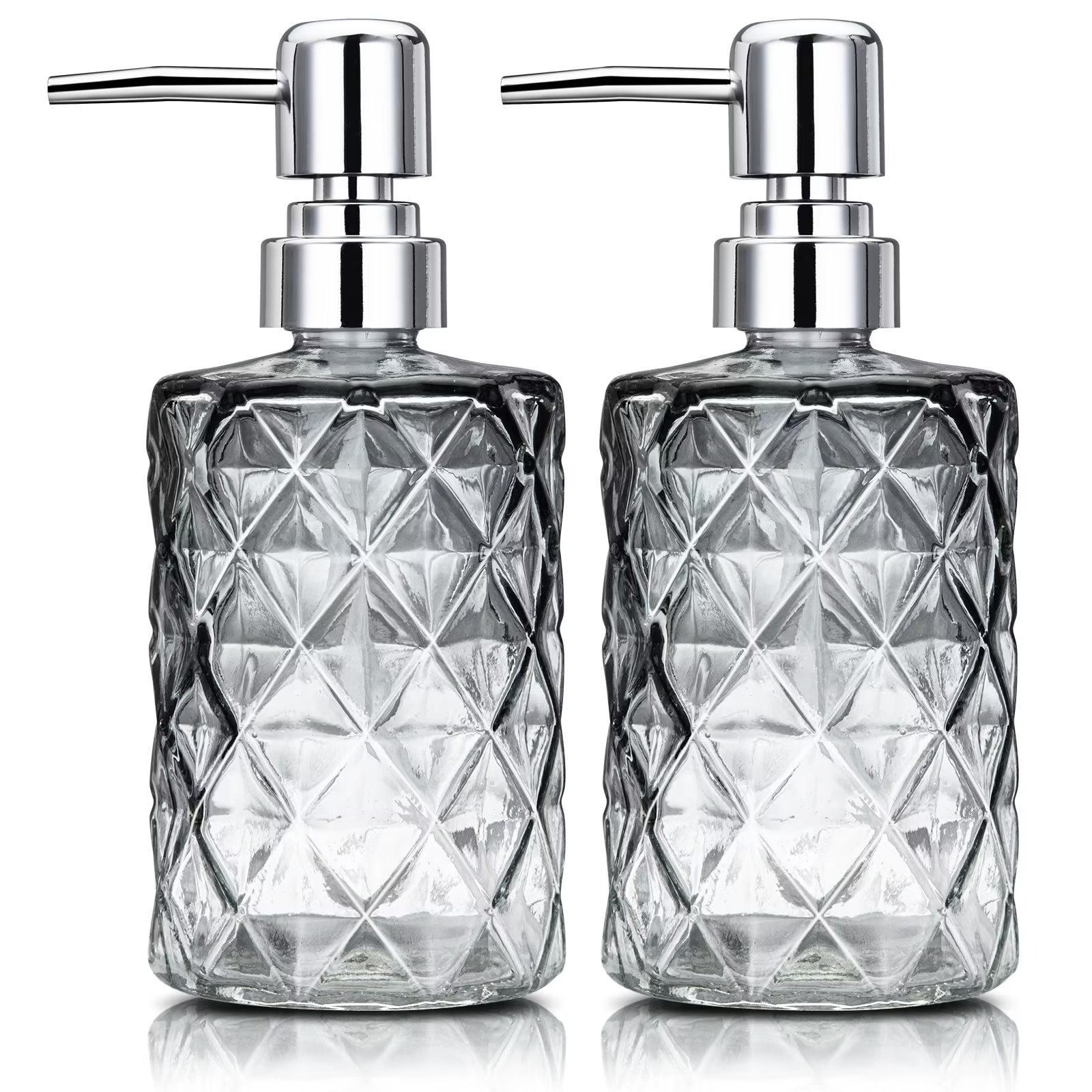 12 Oz Black Glass Soap Dispenser 2 Pack, Soap Dispenser with Pump, for ...