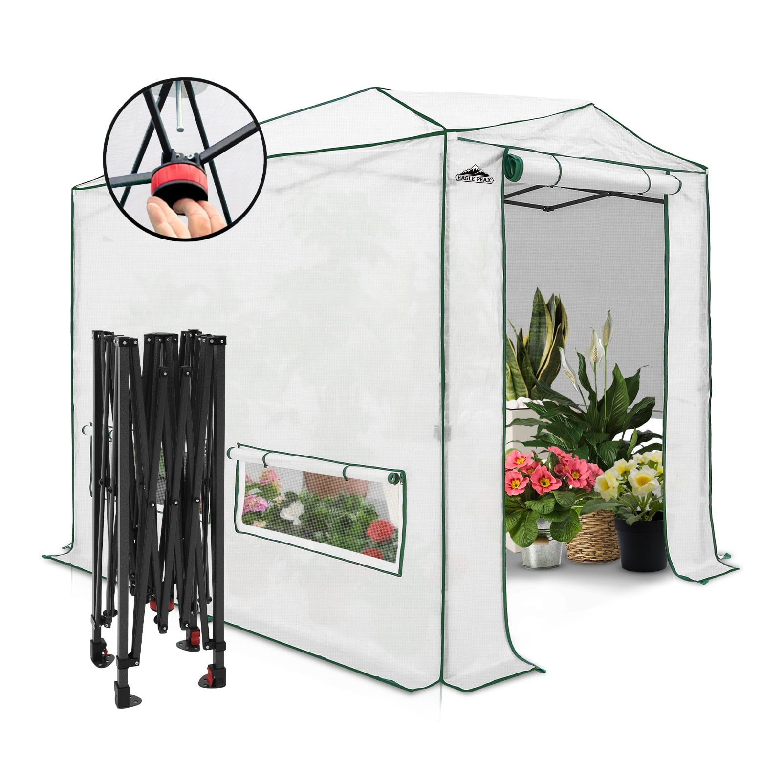 EAGLE PEAK 8x6ft Portable Walk-in Greenhouse Instant Pop-up Indoor ...