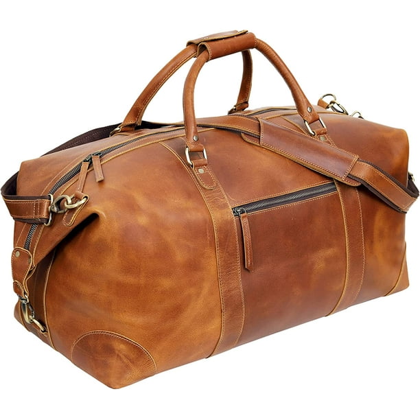 24" Leather Buffalo Travel Case Duffel Luggage Bag, Gym Travel Tote ...