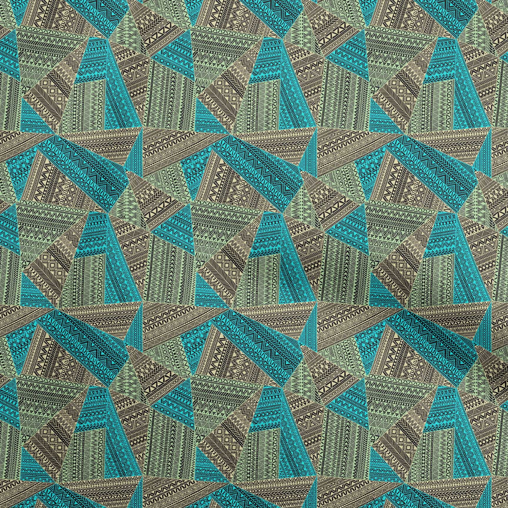 oneOone Georgette Viscose Turquoise Blue Fabric Tribal Sewing Material ...