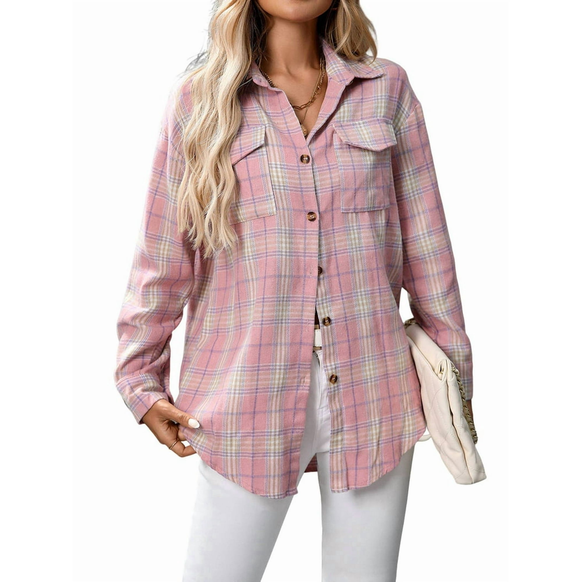 Click here for Unbranded Womens Button Down Shirt Plaid Shirt Lon... prices