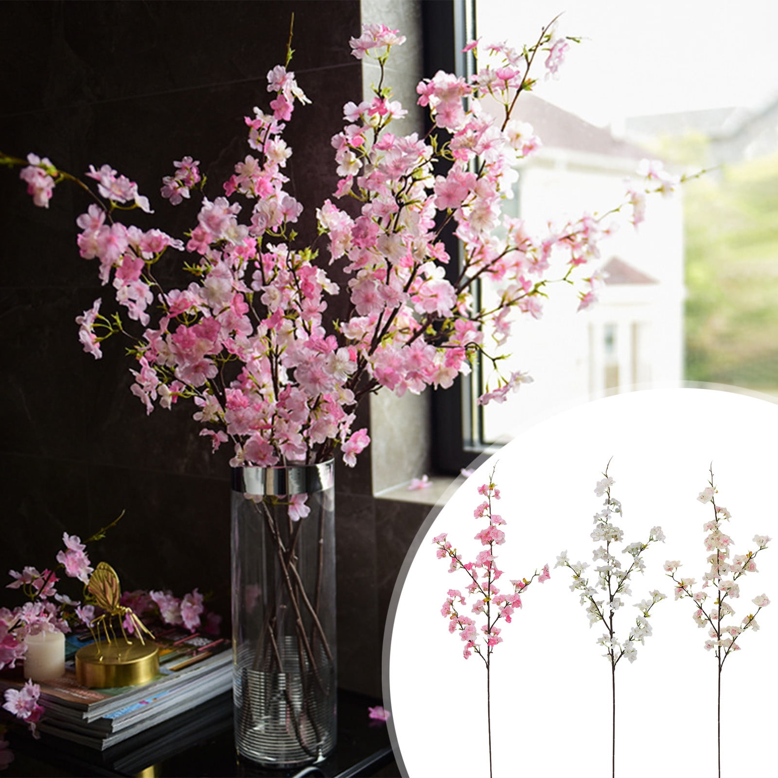 Click here for Onikri Artificial Silk Cherry Blossom Stems Multi-... prices