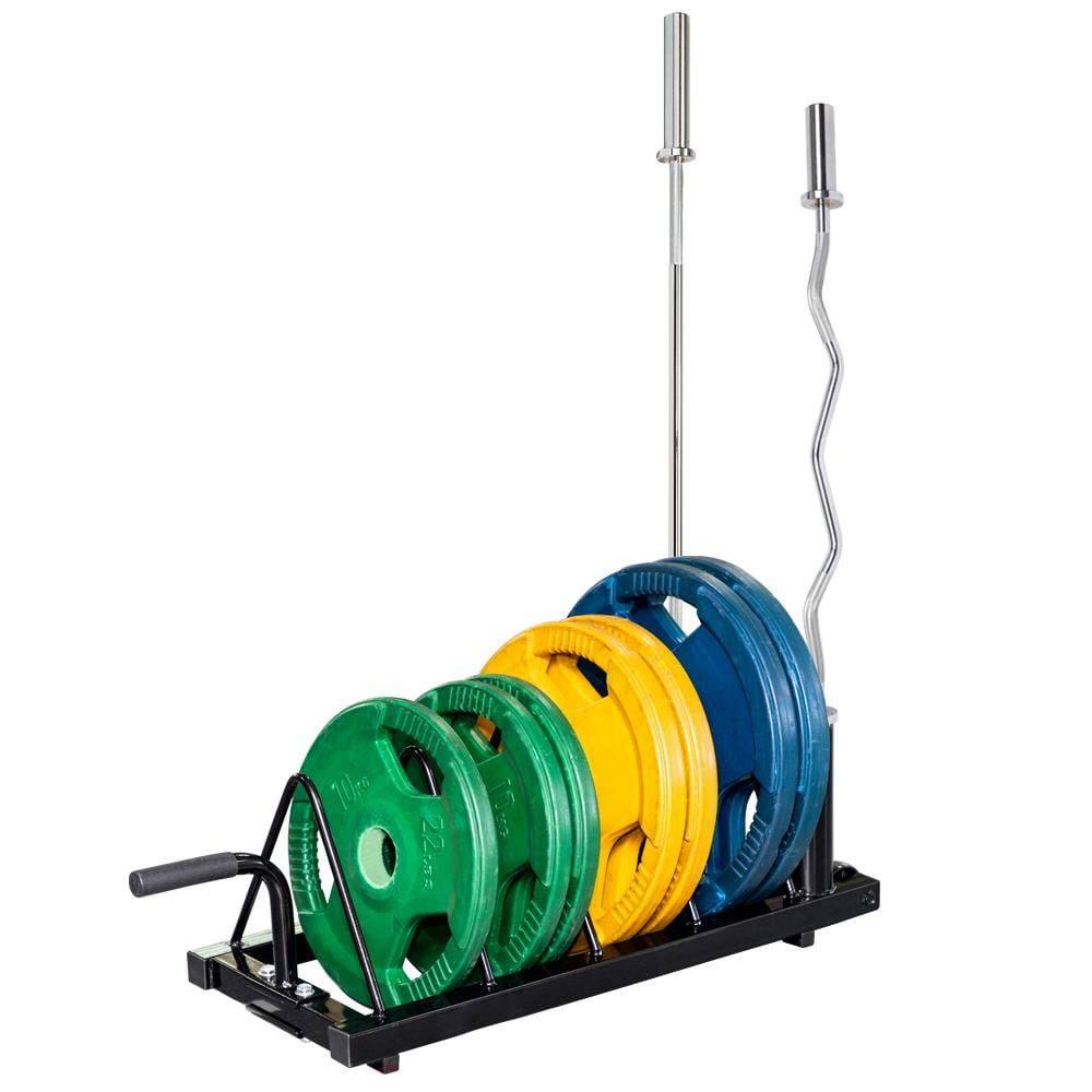 Zimtown Horizontal Barbell Bumper Plate Rack, Olympic Bar Storage ...
