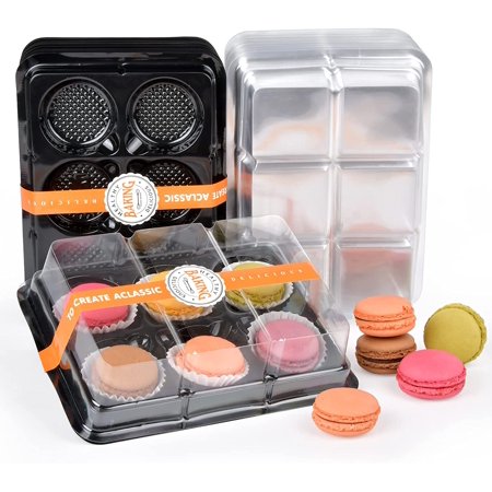 Macaron Box with Clear Display Window,50-Pack Black Base Gift Macaron ...