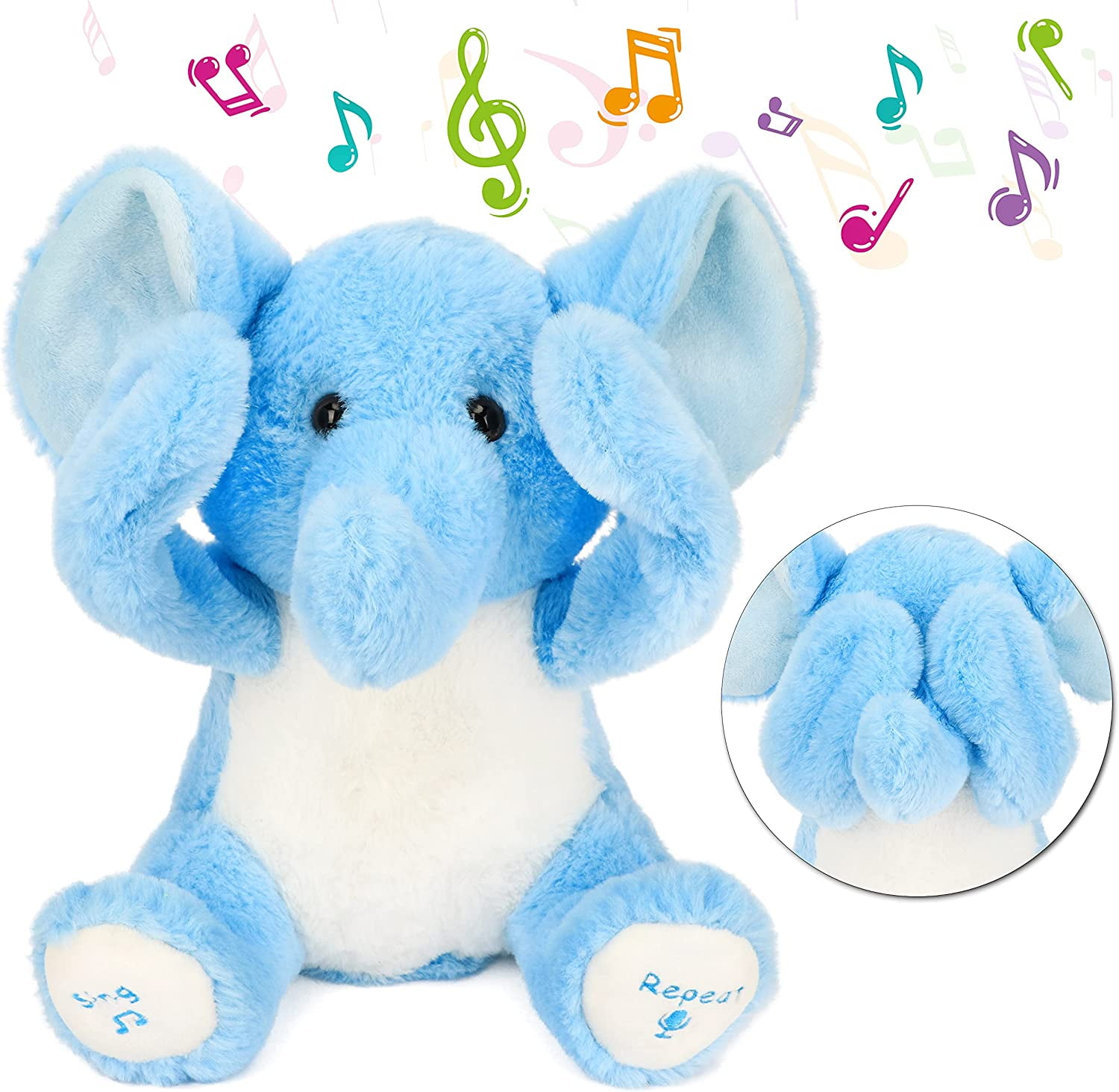 Peek A Boo Interactive Elephant Plush Repeats What You Say Musical ...