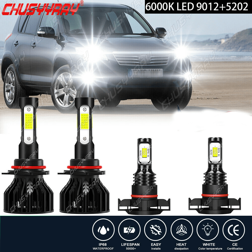 4x LED Bulbs Headlight + Fog Light 9012+5202 Compatible for 2016-2017 ...