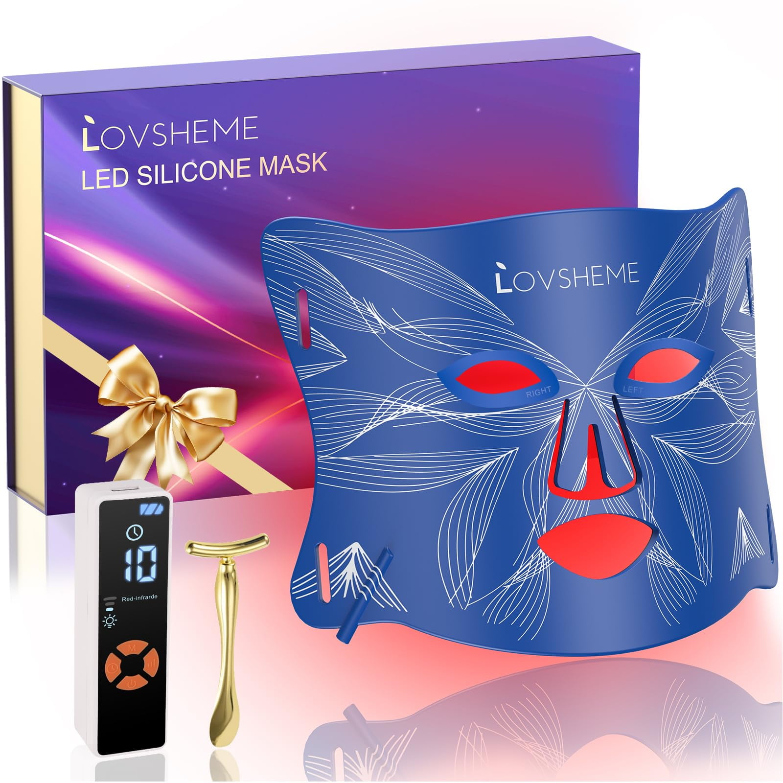 Mascarilla facial LED Light Therapy Lovsheme, luz roja, acné y arrugas ...