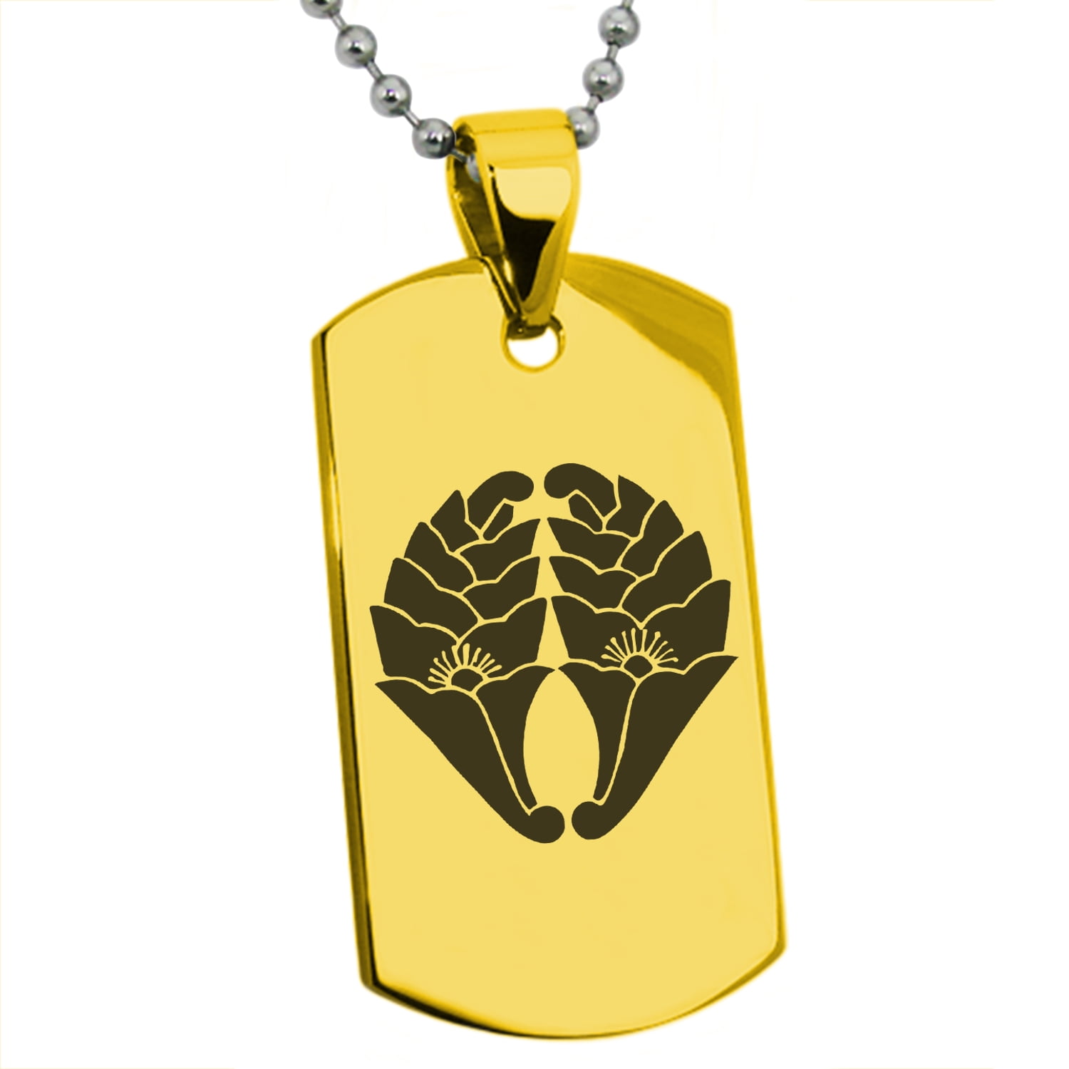 Stainless Steel Nabeshima Samurai Crest Engraved Dog Tag Pendant ...