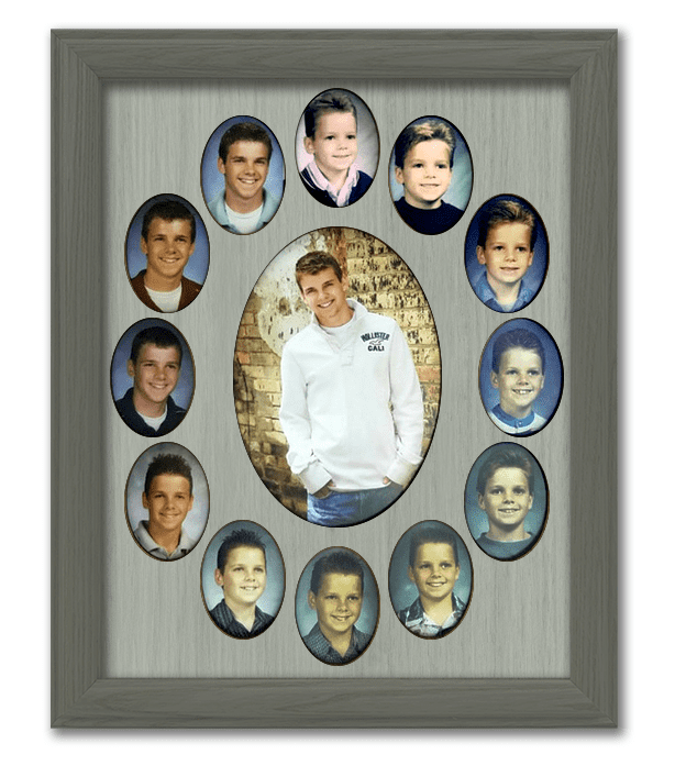 School Years Picture Frame - Oval Collage - Holds 2x3 Wallet Photos - K ...