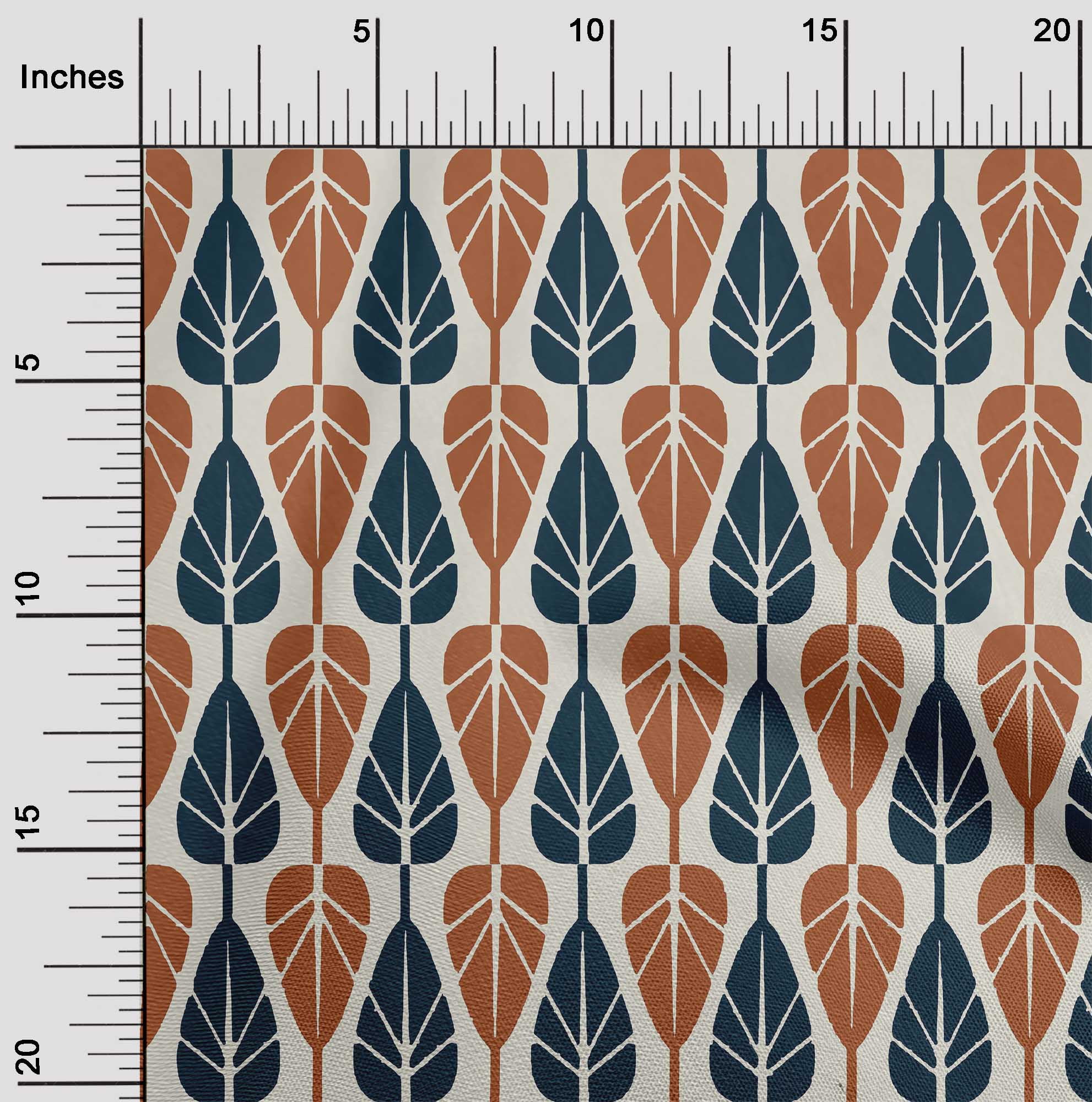 oneOone Silk Tabby Rust Brown Fabric Leaves Block Fabric For Sewing ...