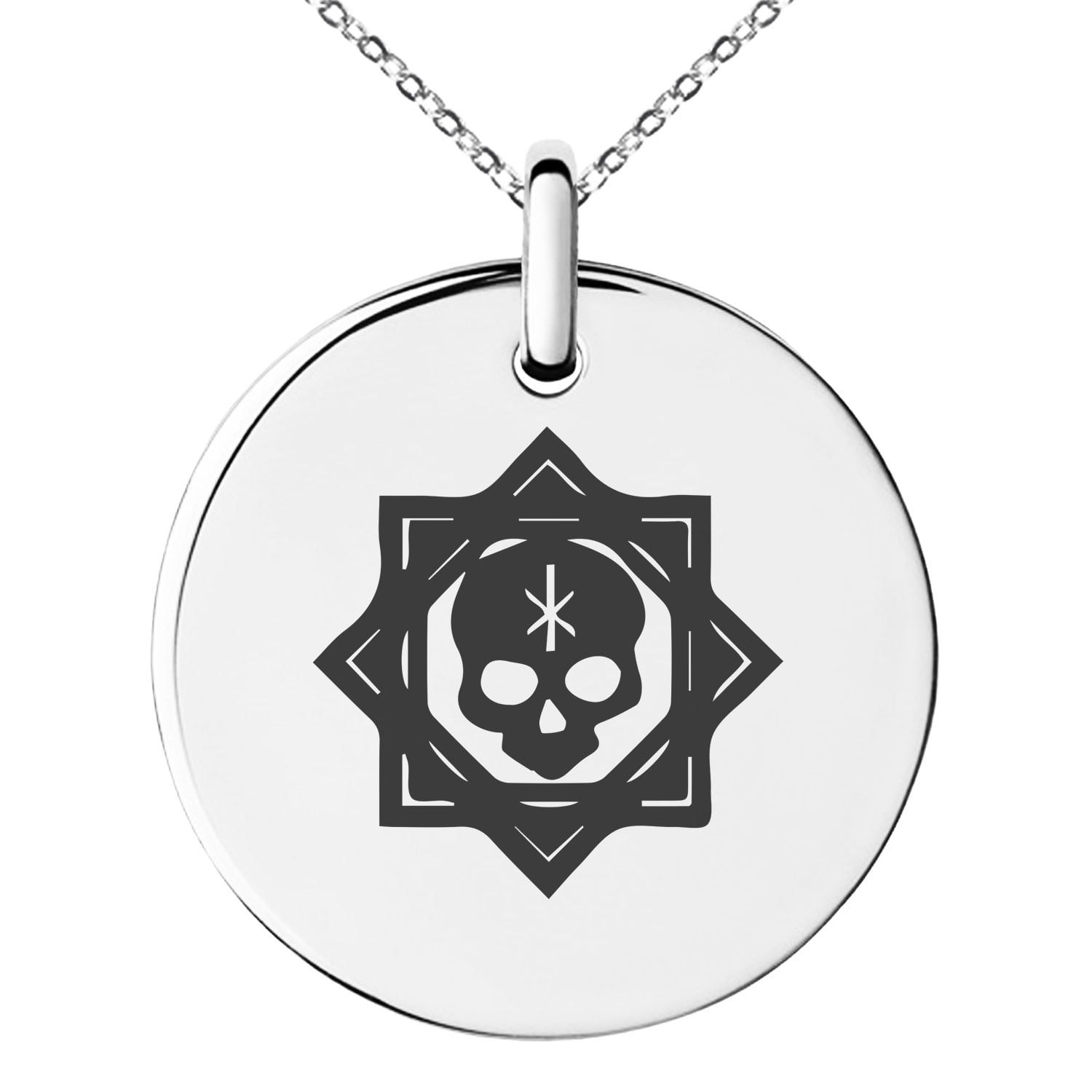 Stainless Steel Necromancy Magic Rune Engraved Small Medallion Circle ...
