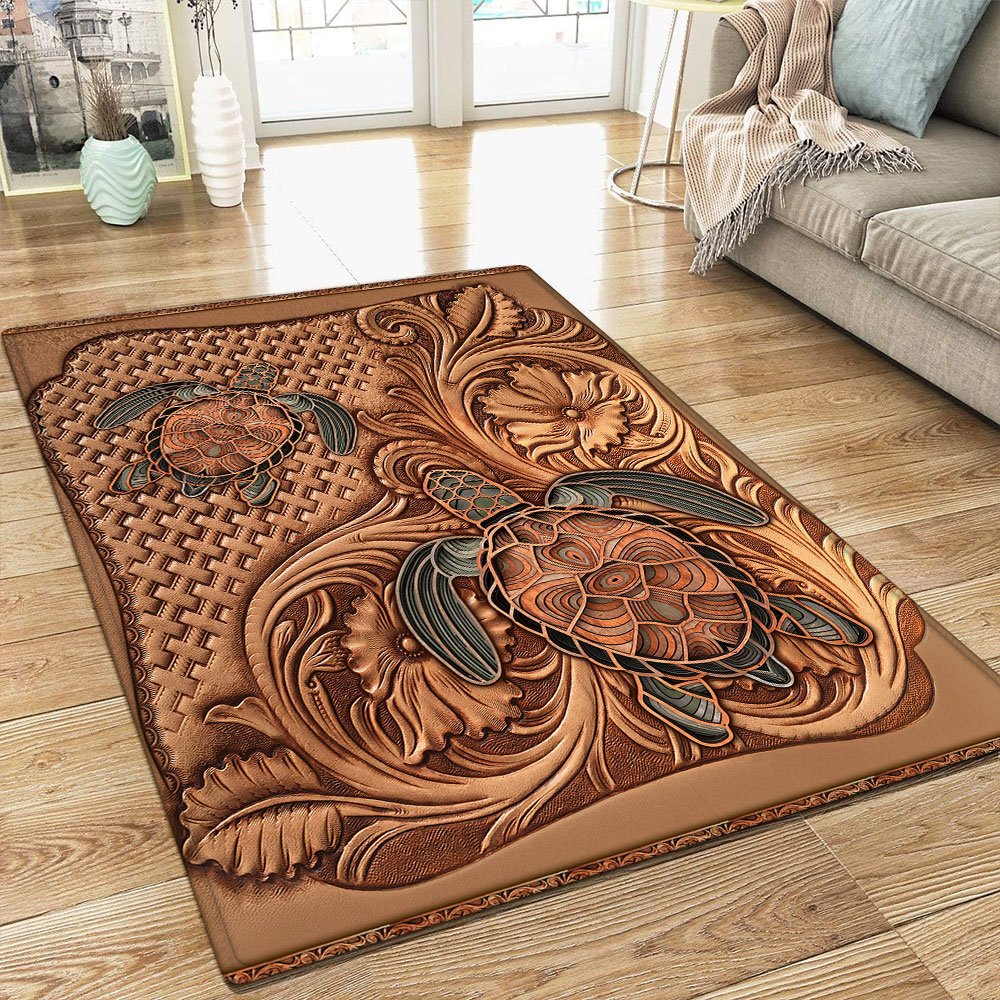 Rectangle Area Rug For Living Room, Bedroom, Turtles Rug LHA1823R - 5x8 ...
