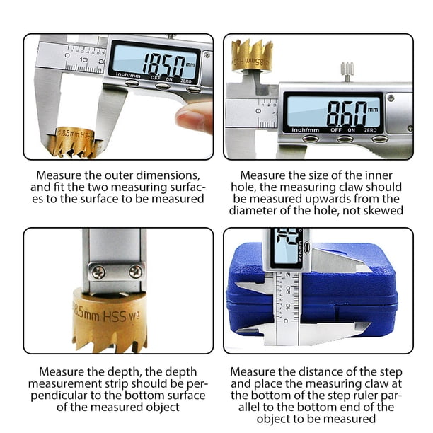 Vernier Caliper LCD 0.1mm Stainless Steel Micrometer Depth Measurement ...