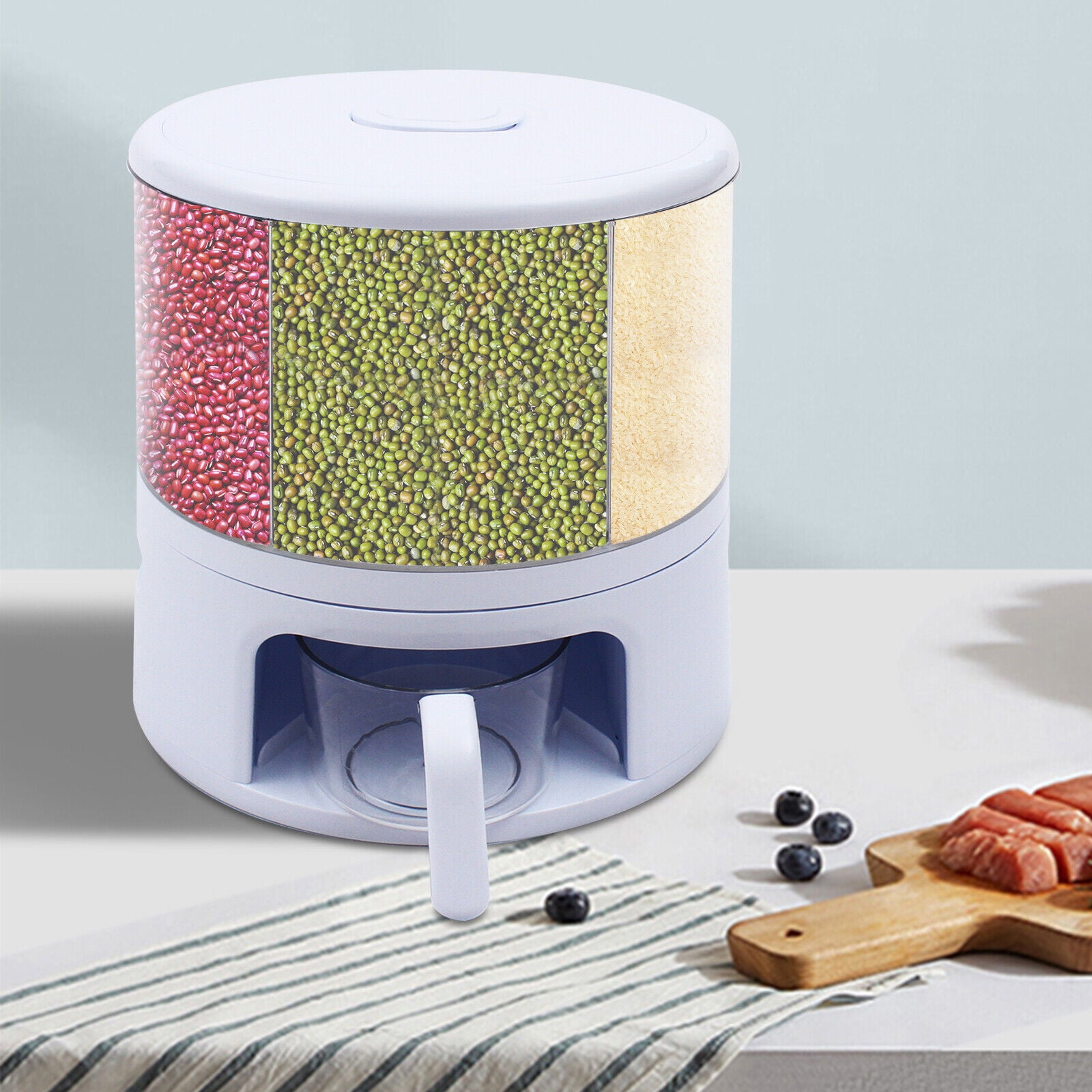 11KG Cereal Storage Dispenser Pantry Rice Grain Dry Food Container 360 ...