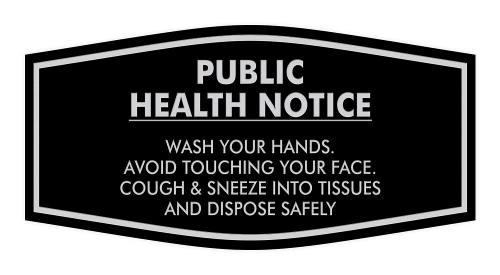 Fancy Public Health Notice Please Wash Your Hands Sign (Black / Silver ...