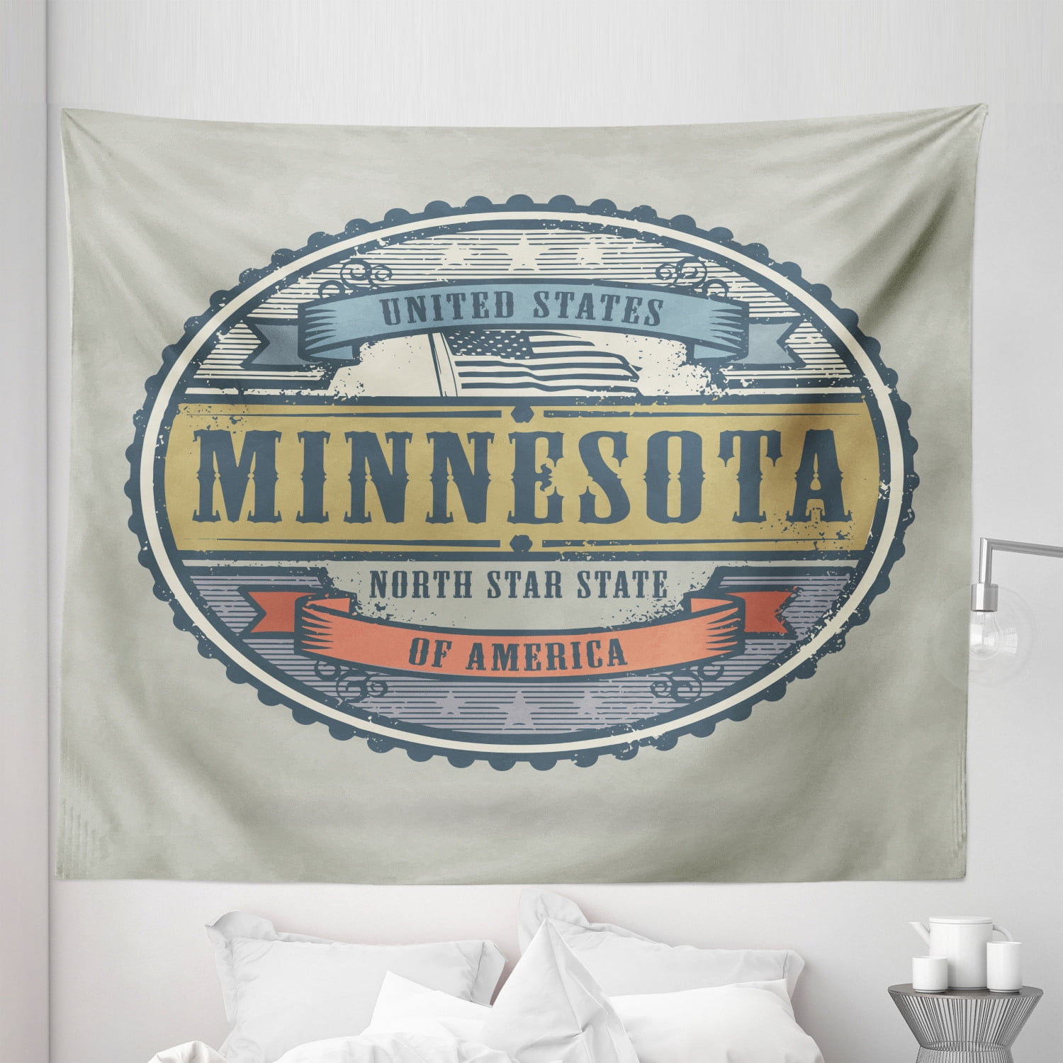 Minnesota Tapestry, North Star State of America Lettering in Retro ...