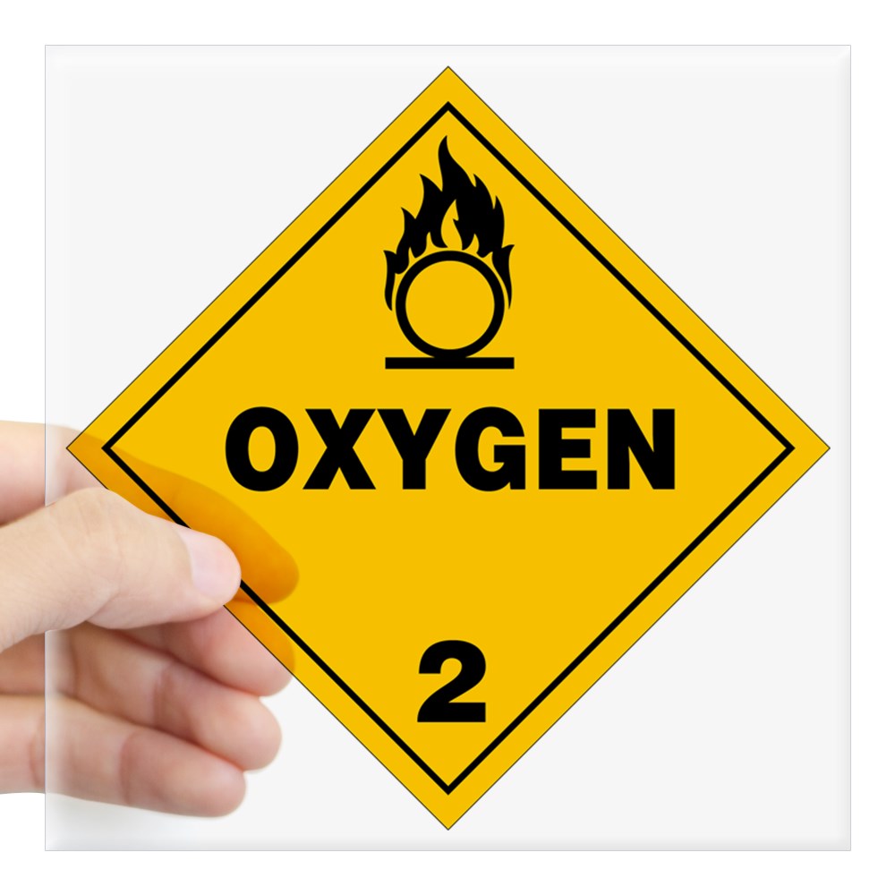 CafePress - Yellow Oxygen Warning Sign Square Sticker 3 X 3 - Square ...
