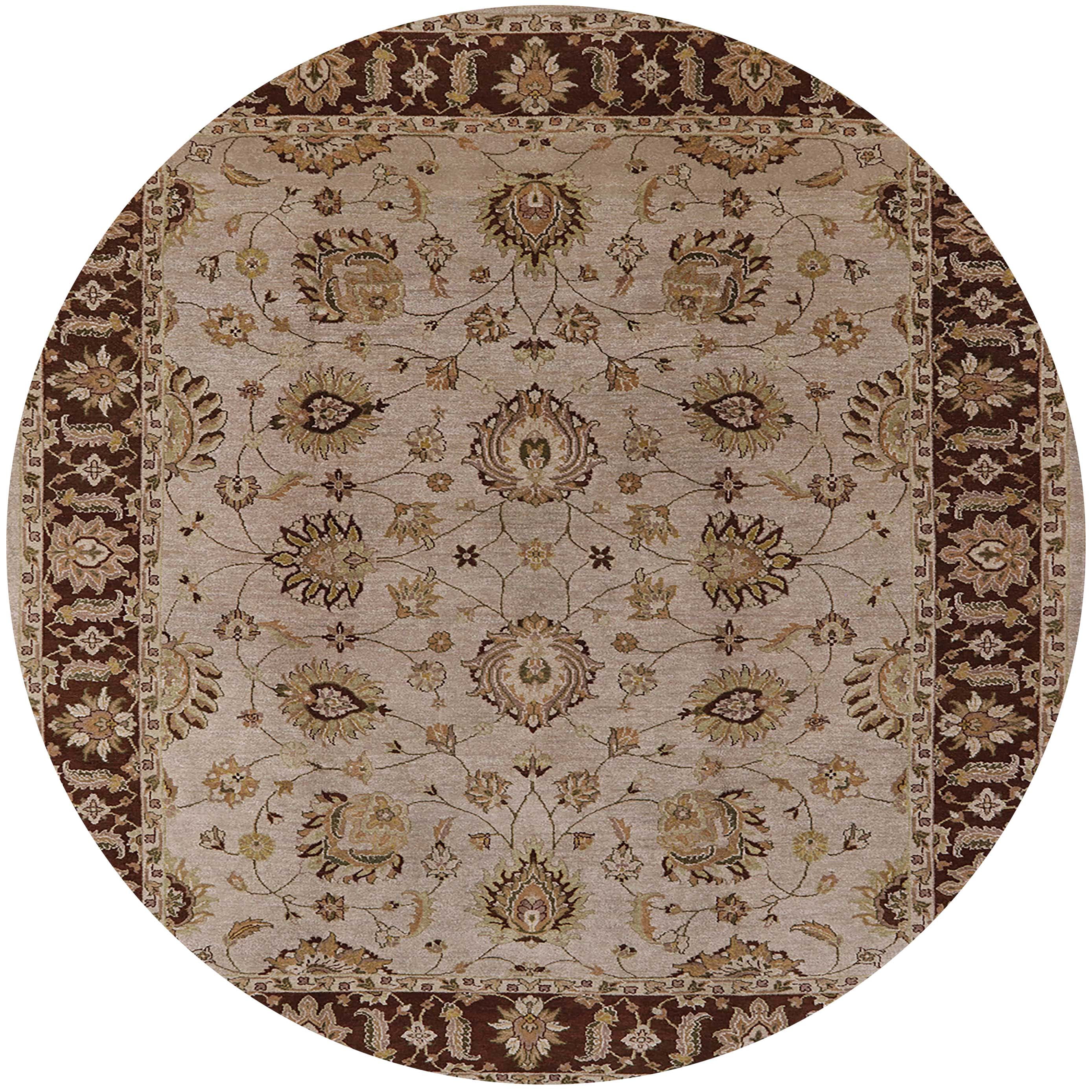 Ahgly Company Indoor Round Mid-Century Modern Camel Brown Oriental Area ...
