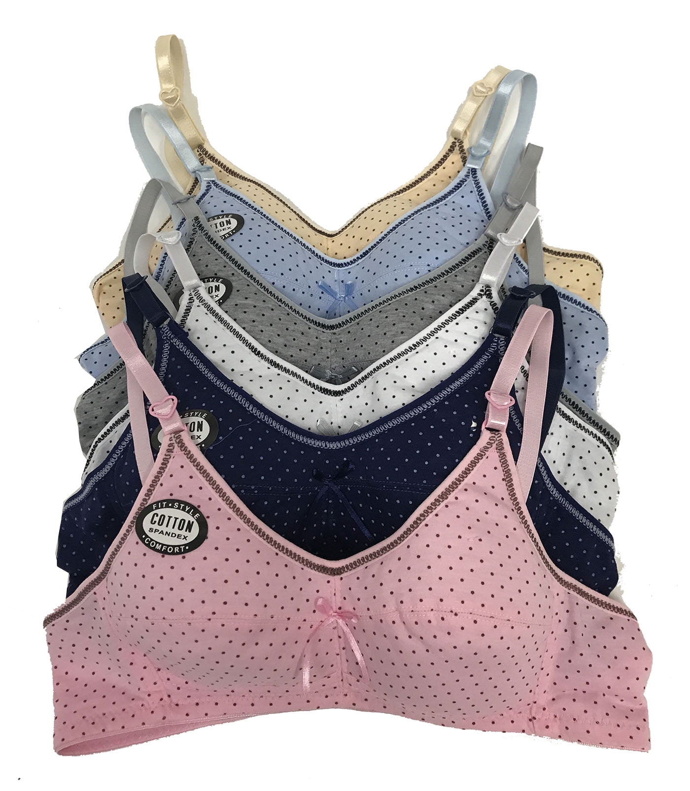 Teenager Bras Soft Padding 6 pack of Cotton Bra A cup (6273) - Walmart.com