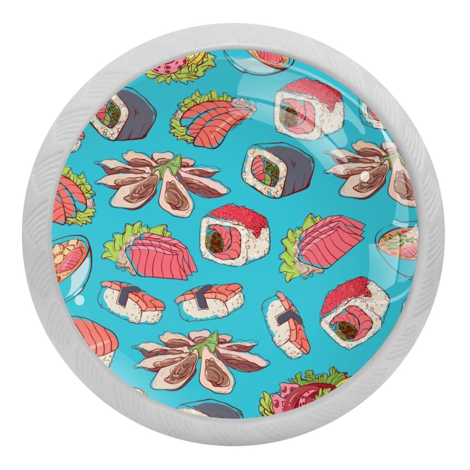 4PCS Round Japanese Cuisine Sushi Cabinet Fluorescence Knob Glowing in ...