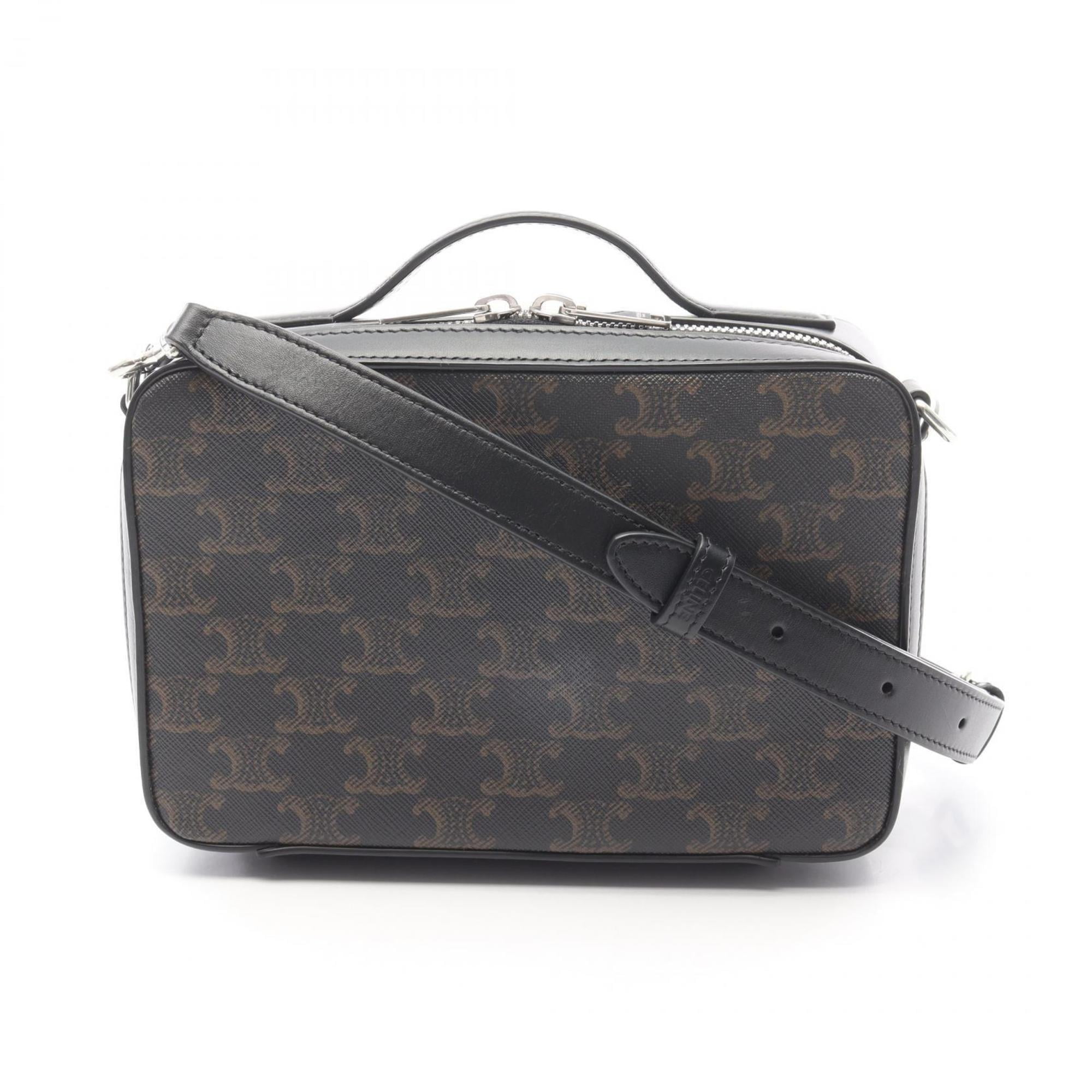 Pre-Owned CELINE Triomphe Mini Box Shoulder Bag Coated Canvas Leather ...