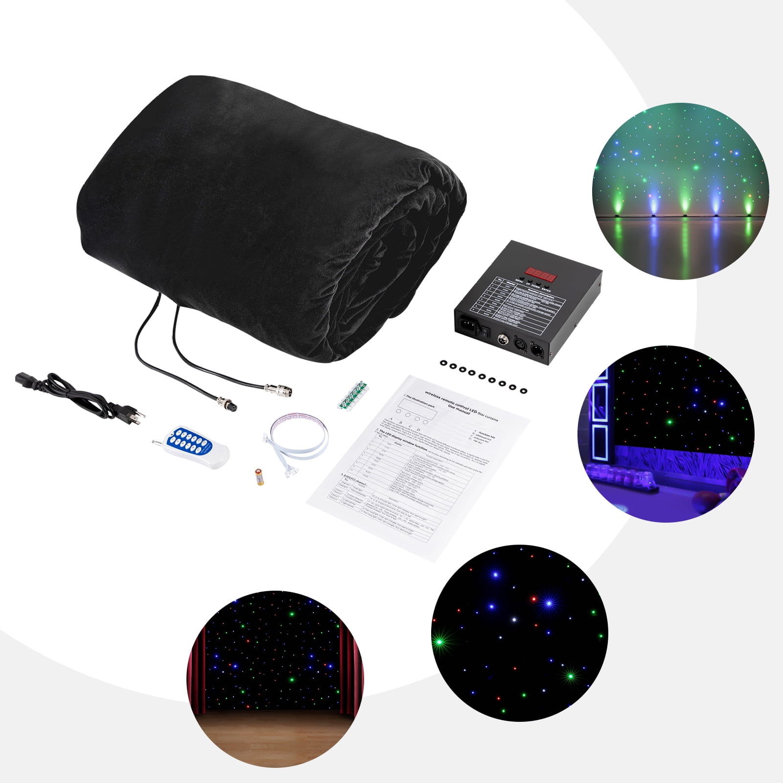 Miumaeov 19.69FTx9.84FT/ 3m x 6m LED Stage Starry Sky Cloth with ...