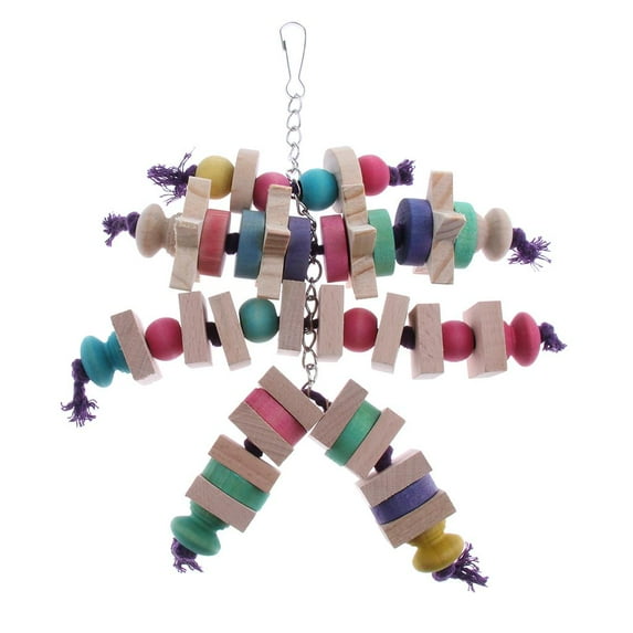 Bird Swing Chew Wooden Blocks Toy Cockatiel Budgie Cage Bite Toy Random ...