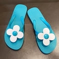 Hinvhai Women's Solid Color Flower Flip Flops Round Open Toe Non Slip ...
